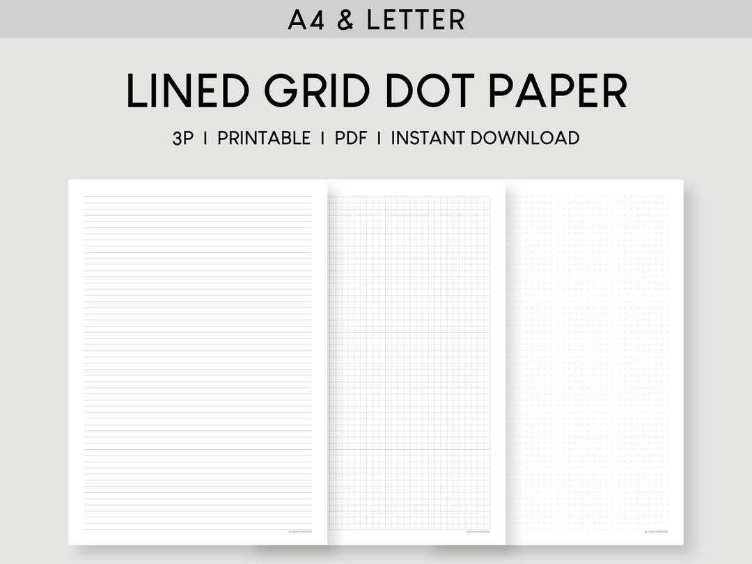 Printable Lined Grid Dot Paper: A4 & US Letter (PDF) - Etsy