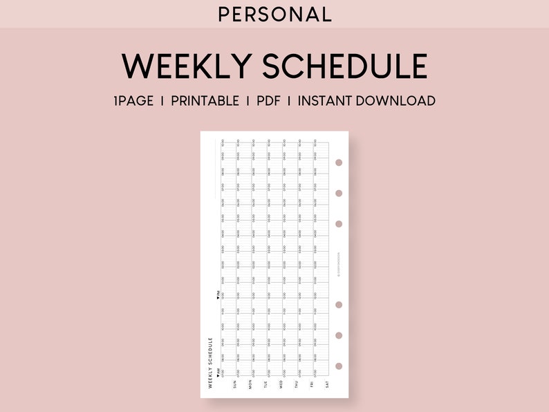 Personal Weekly Schedule Planner Printable Inserts | Minimalist Time ...