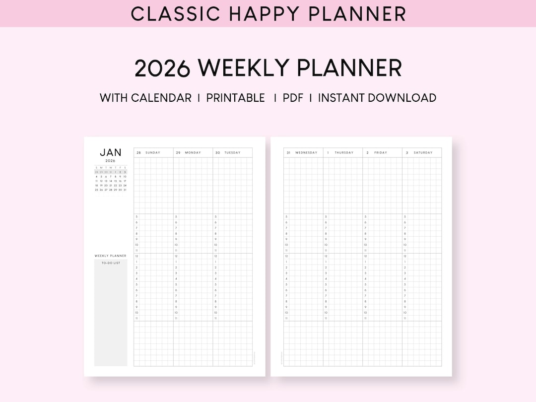 2026 Weekly Planner Printable: Classic Happy Planner Insert (PDF) - Etsy