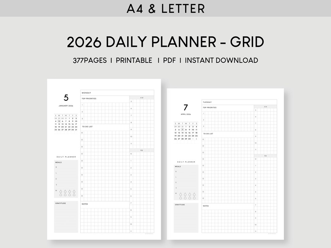 2026 Daily Planner Printable: A4 & Letter, 365 Day Diary (PDF) - Etsy UK