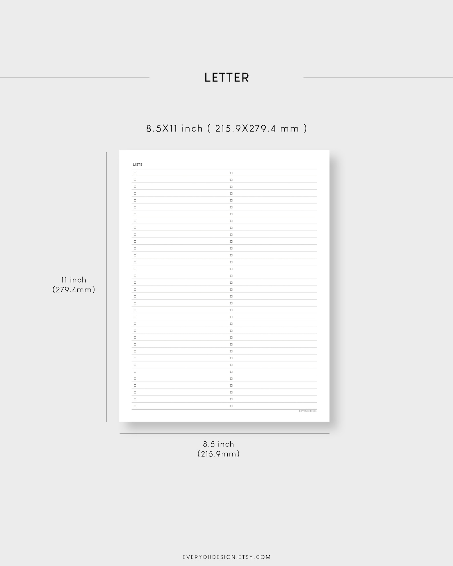A4 & Letter Blank Lists Printable Planner Minimalist 2 Columns ...