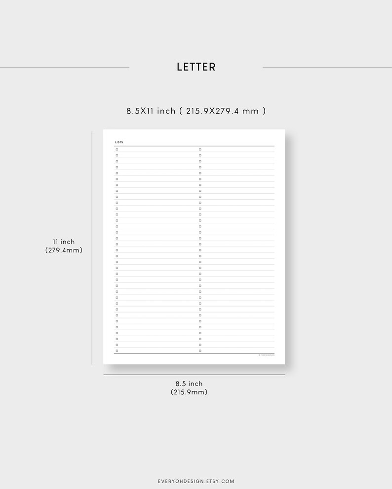 A4 & Letter Blank Lists Printable Planner Minimalist 2 Columns ...