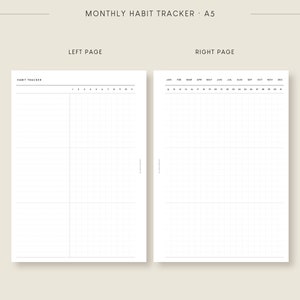 Minimalist Habit Tracker Printable Inserts | Monthly Goals Tracking ...