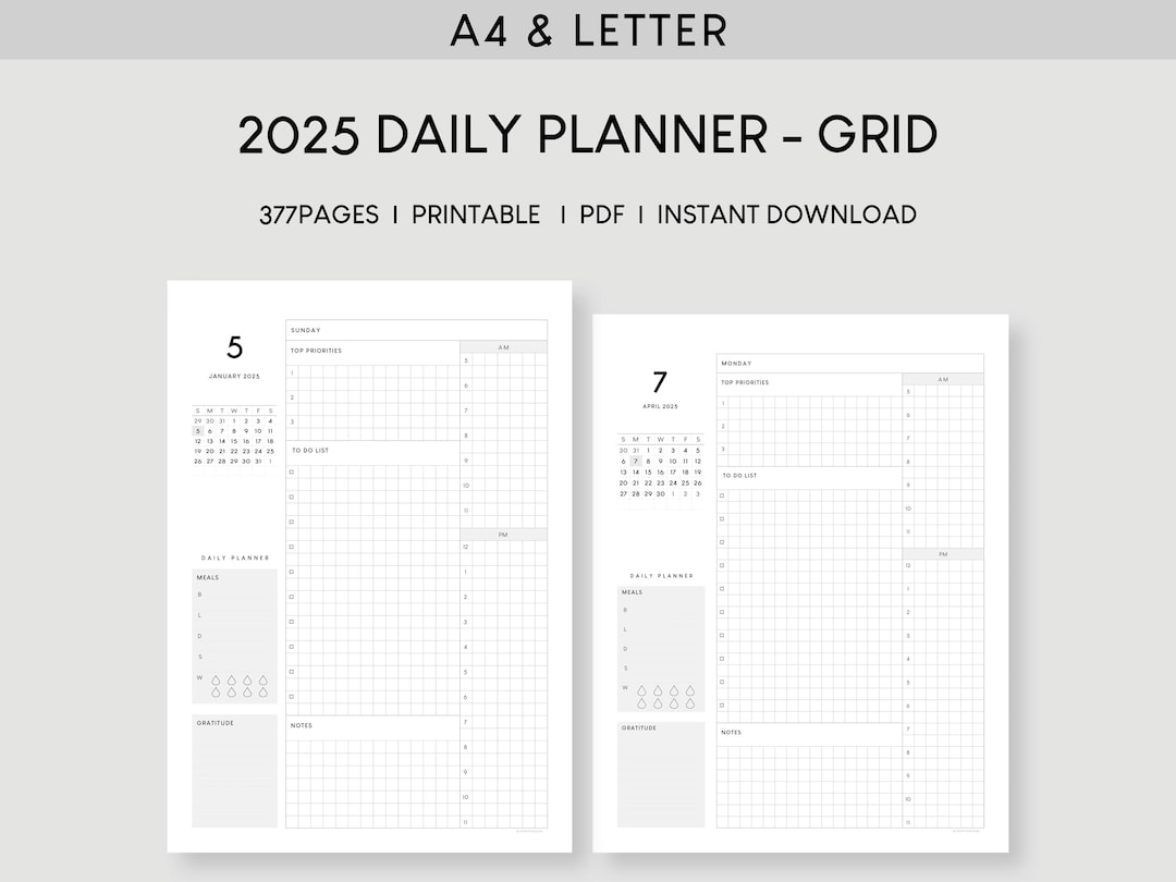 2025 Daily Planner With Calendar A4&letter Printable | Dated 365day ...