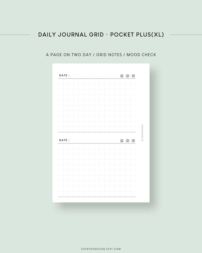 Pocket Plus(xl) Daily Journal Grid Printable Insert (PDF) - Etsy