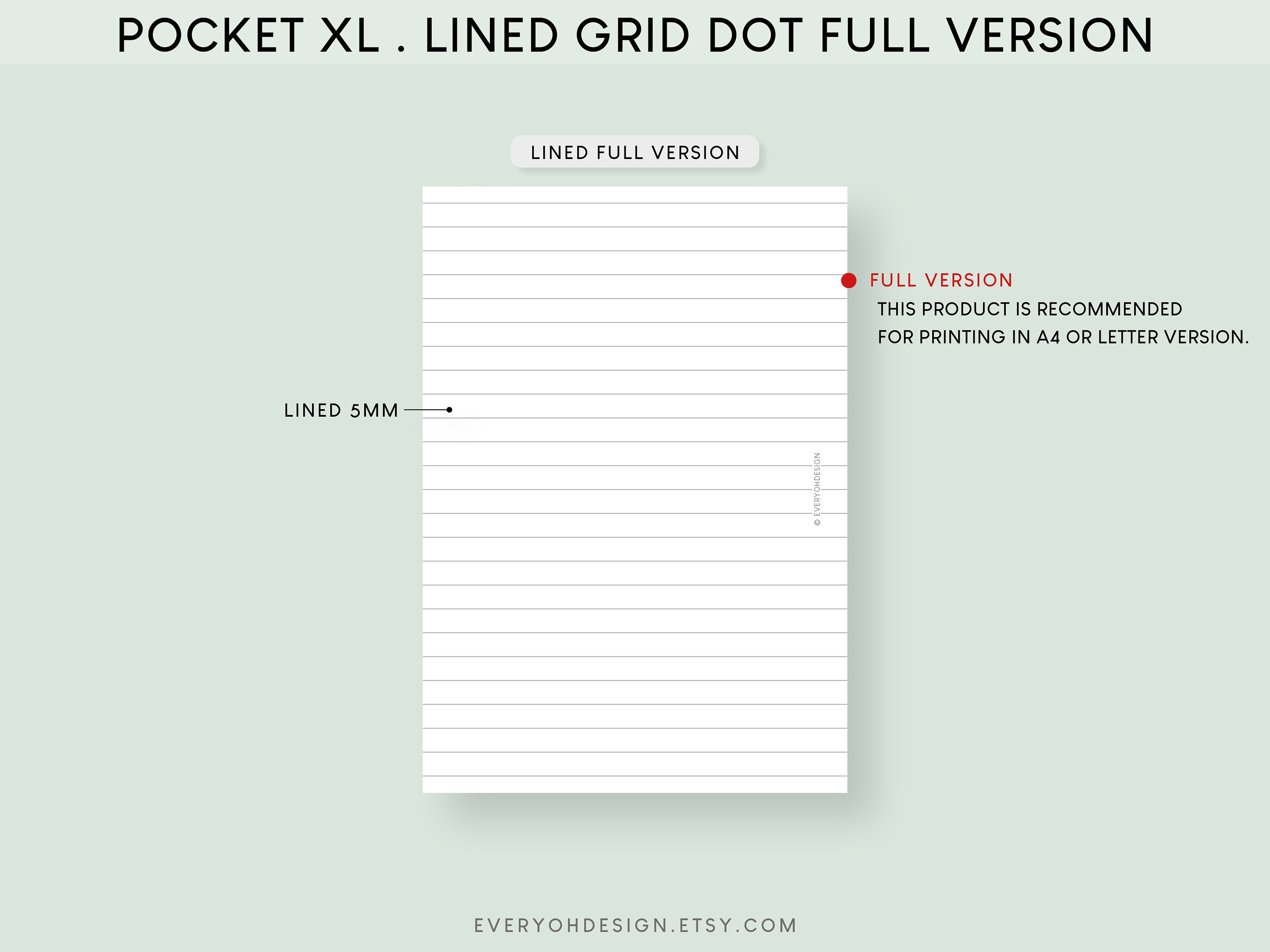 Lined Grid Dot Paper Full Pattern Version Pocket Plus Printable Inserts ...