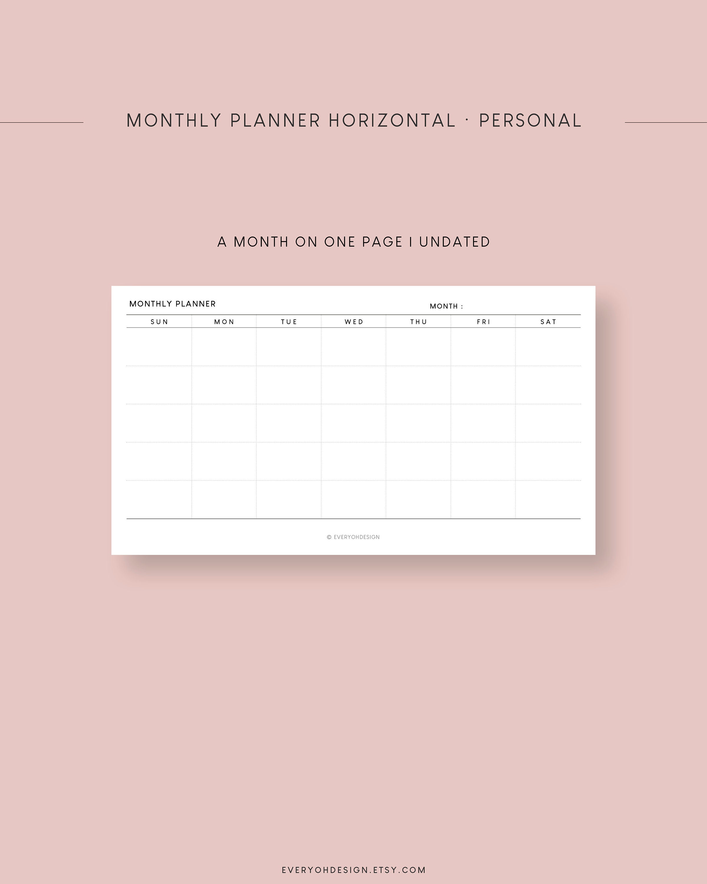 Personal Monthly Planner Printable Inserts | Editable Calendar ...
