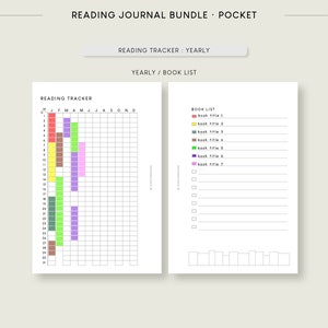 Pocket Reading Journal Bundle Printable Inserts | Book Planner 6types ...