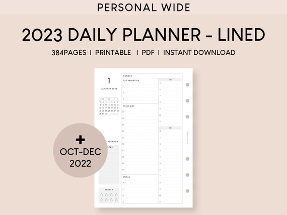2023 Daily Planner Printable Personal Wide Inserts Dated - Etsy