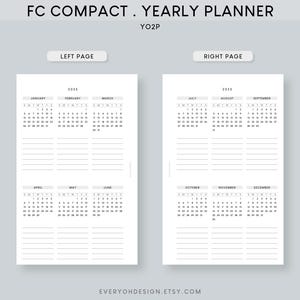 2025 Yearly Planner FC Compact | Printable Calendar Template ...
