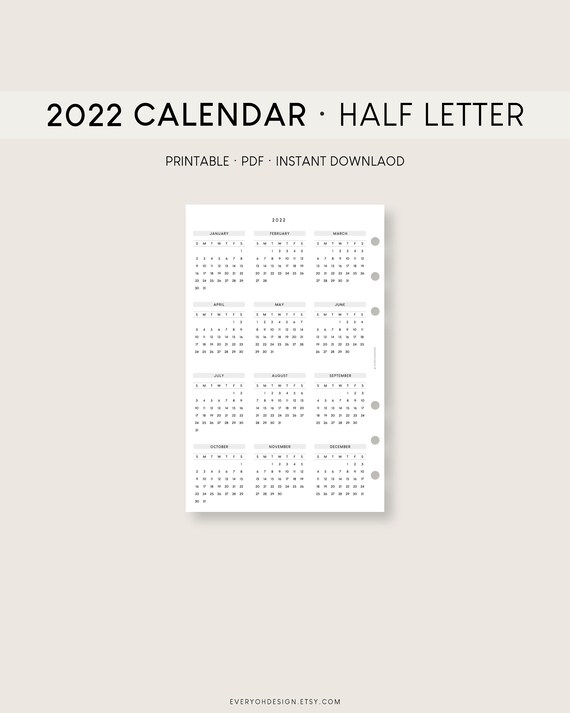 Digital Prints Art & Collectibles Prints Year Planner PDF A5 Half ...