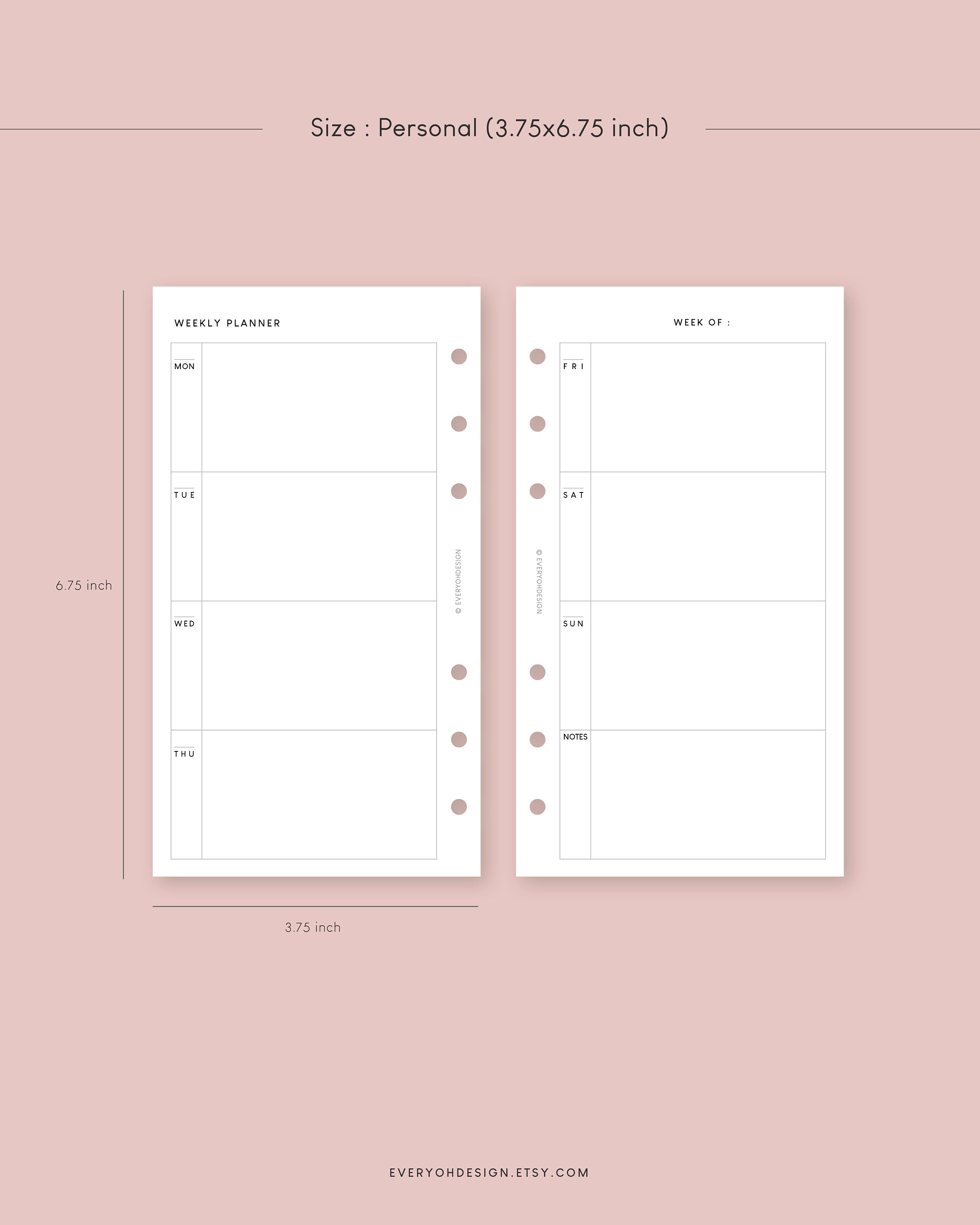 Printable Undated Weekly Planner Personal Weekly Plan Fillable Simple ...