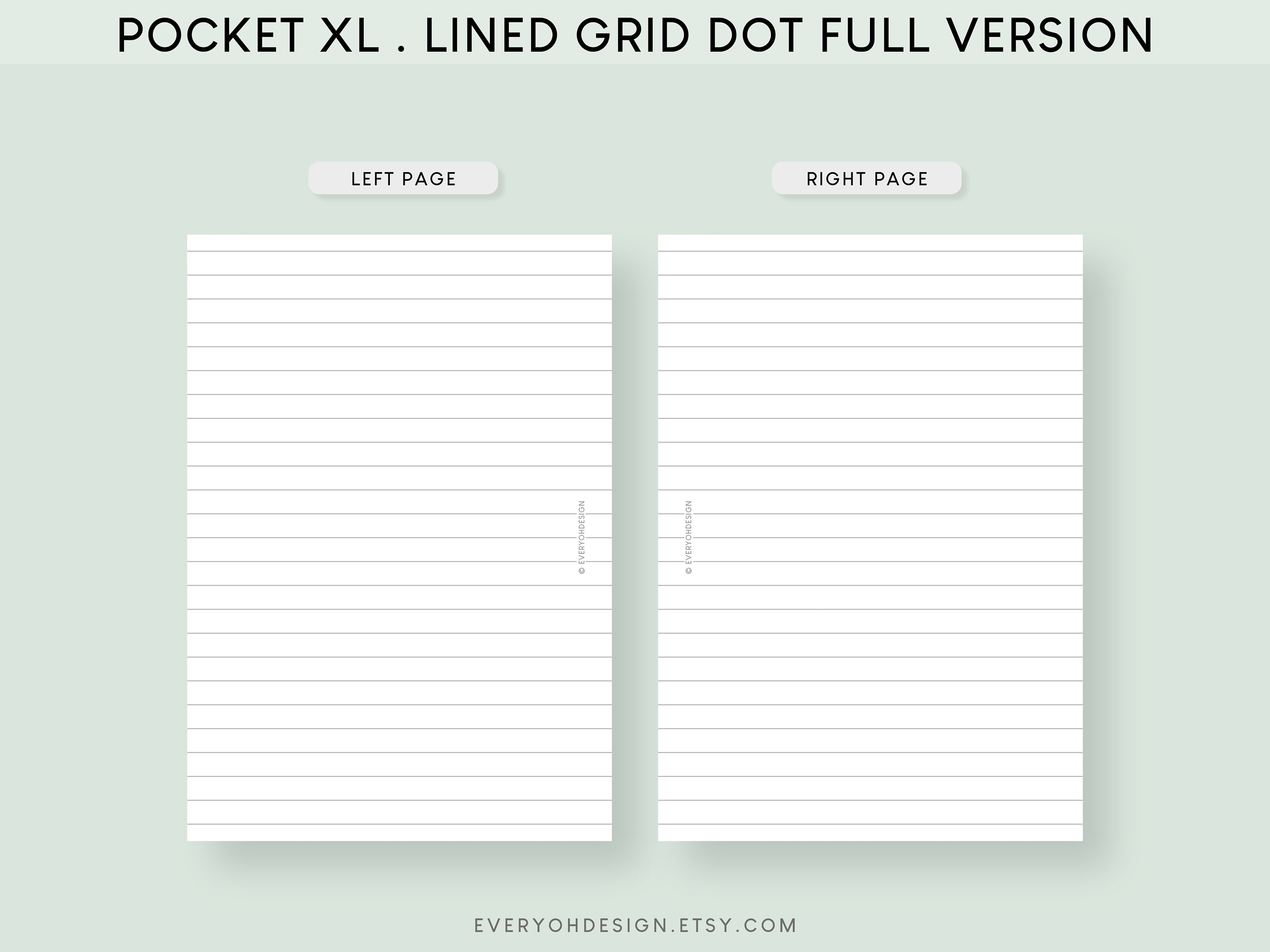 Lined Grid Dot Paper Full Pattern Version Pocket Plus Printable Inserts ...