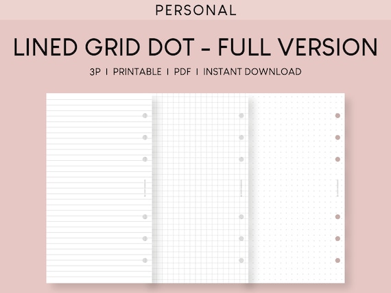 Lined Grid Dot Paper Full Pattern Version Personal Printable - Etsy
