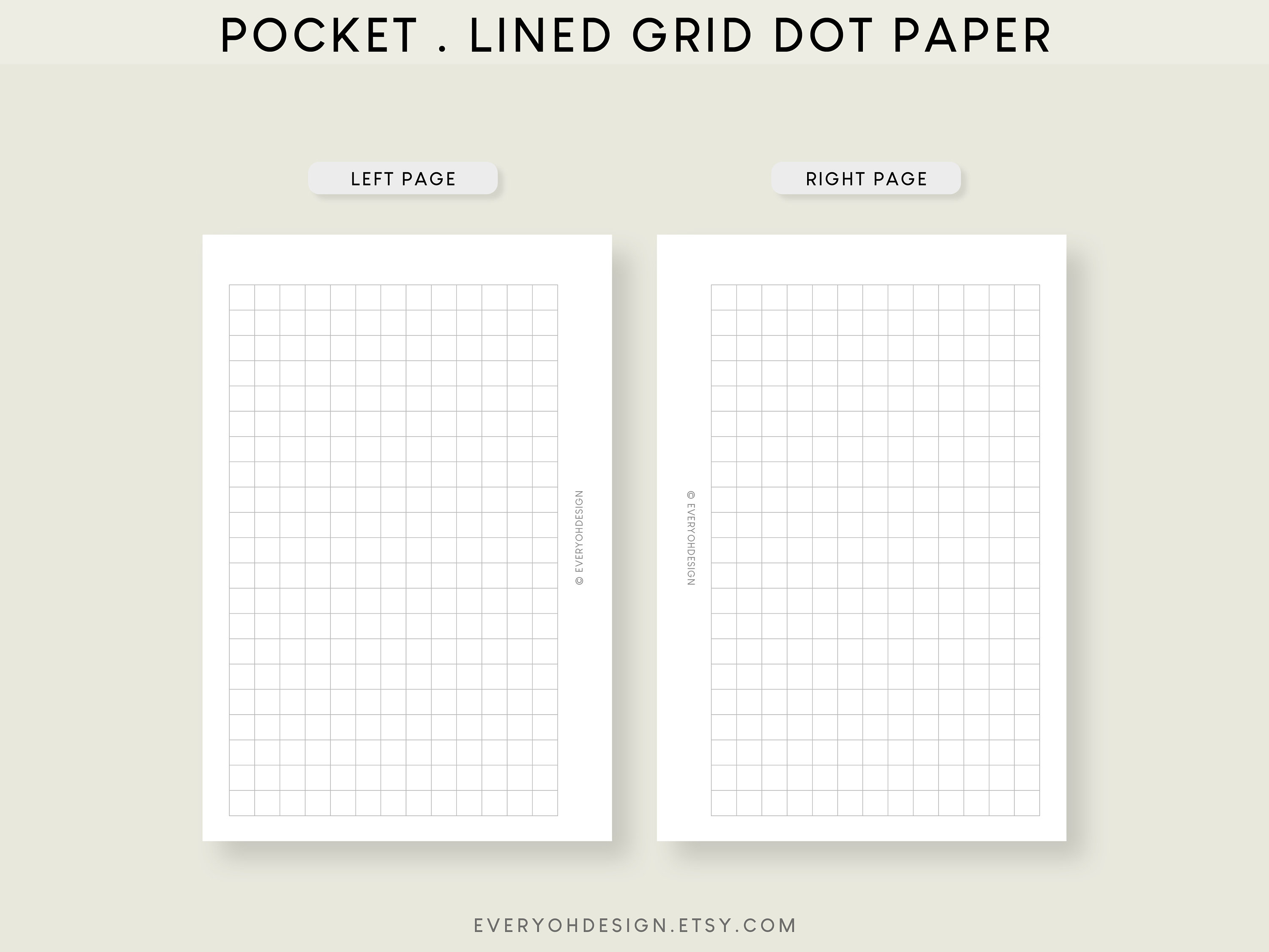 Lined Dot Grid Note Paper Pocket Inserts Printable Planner Pocket ...