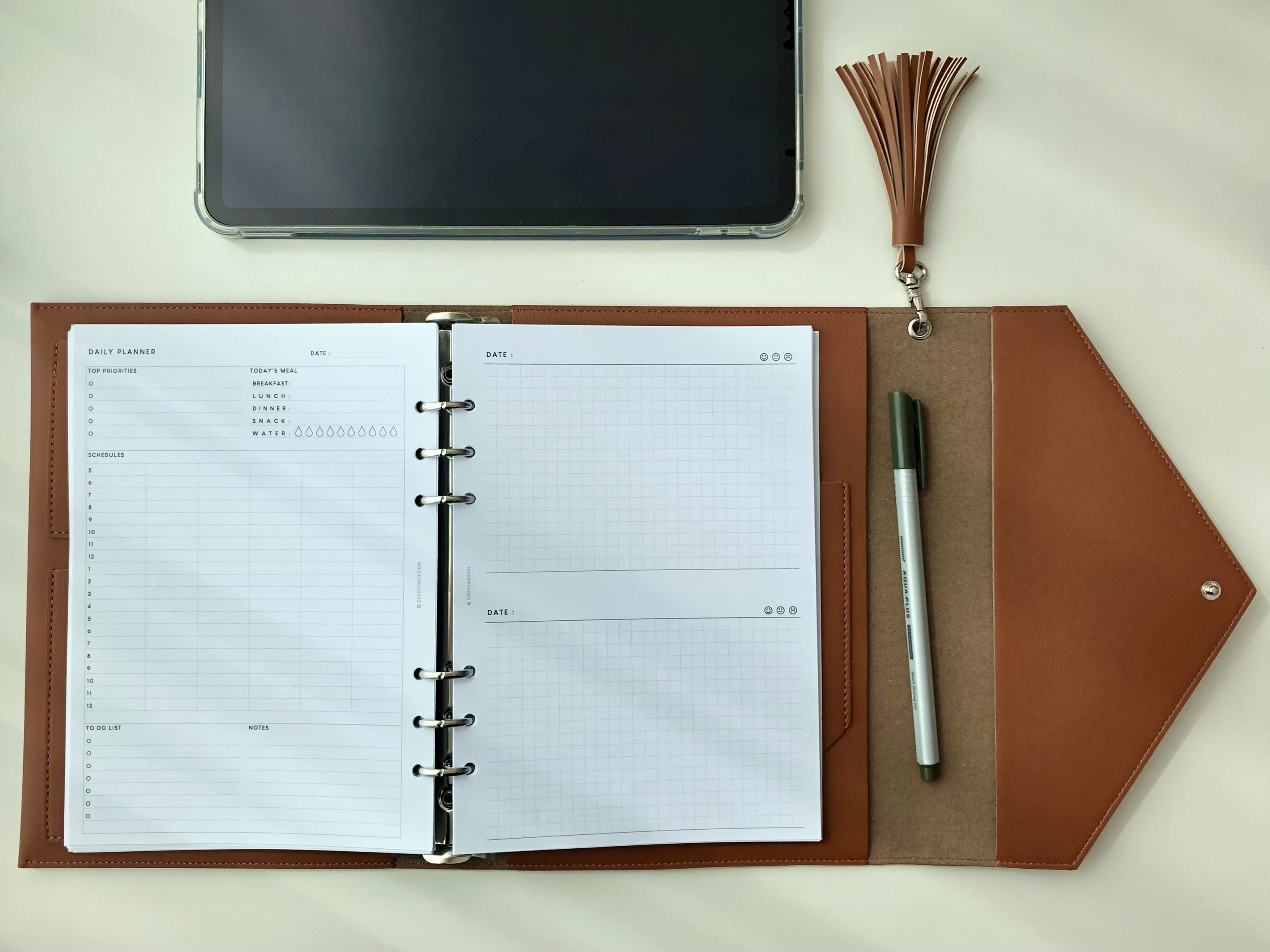 Personal Diary Template: Daily Grid Journal Insert (printable, Editable ...