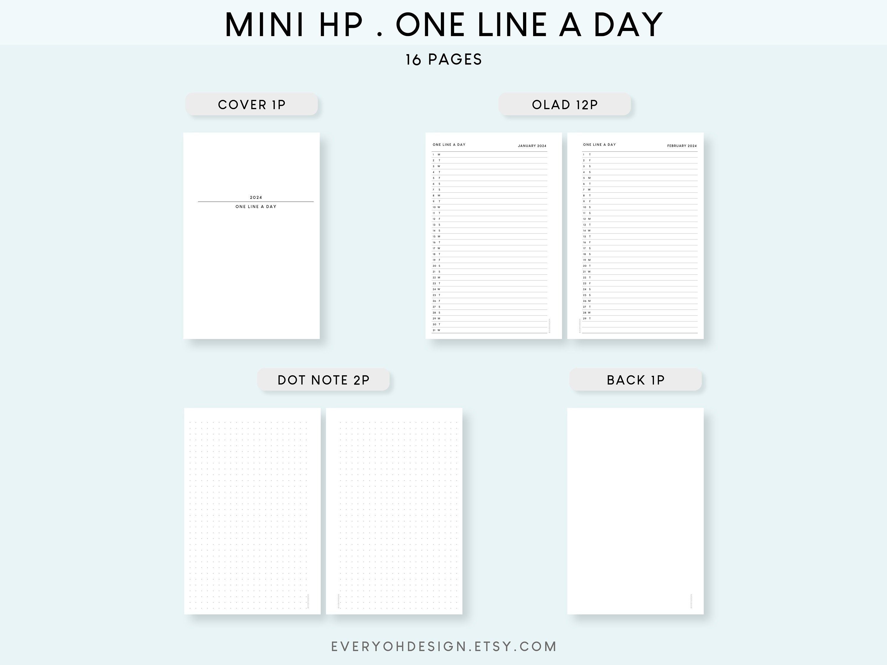Mini Happy Planner 2024 One Line A Day Printable Planner Dated Daily ...
