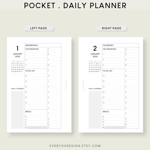 2025 Dated Daily Planner With Calendar Printable Insert | Hourly ...