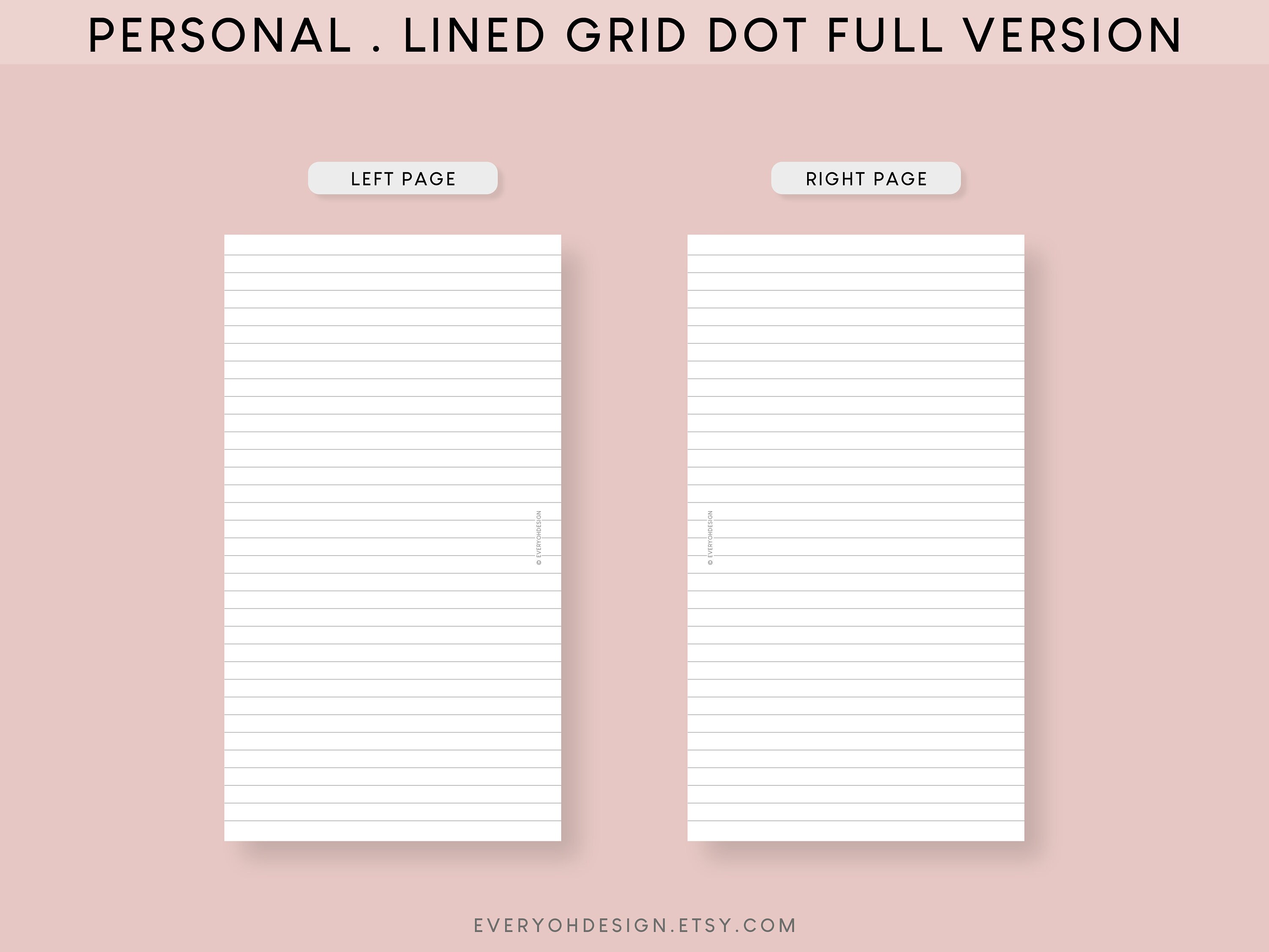 Lined Grid Dot Paper Full Pattern Version Personal Printable Inserts ...