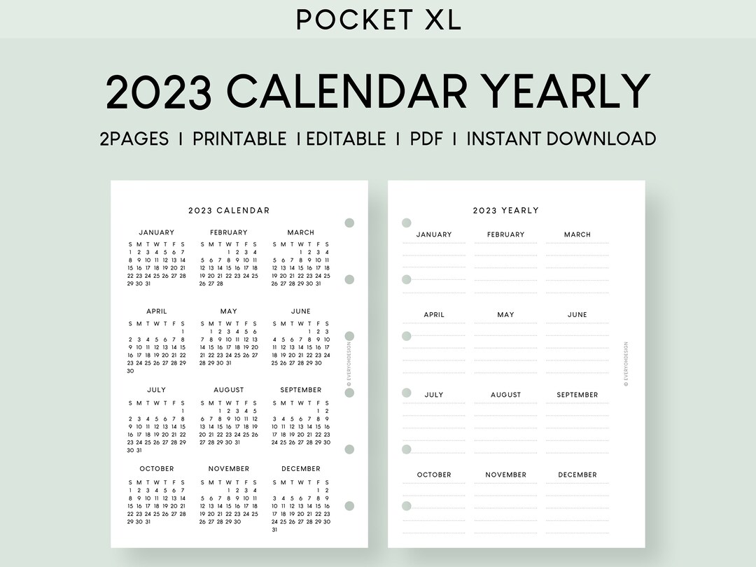 Calendario 2023 Planificador anual Pocket Plus Inserto - Etsy España
