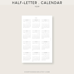 2025 Calendar Half-letter Printable Template | Dated Annual Overview ...