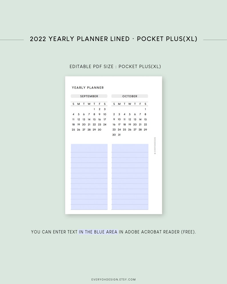 2024 Yearly Planner Pocket XL Printable Inserts Minimal Future Log ...