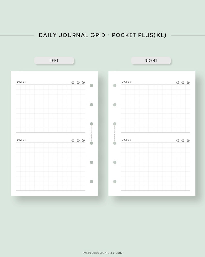 Pocket Plus(xl) Daily Journal Grid Printable Insert (PDF) - Etsy