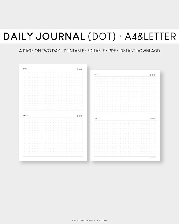 Daily Journal Printable Desk Planner A4&letter Diary Page on | Etsy