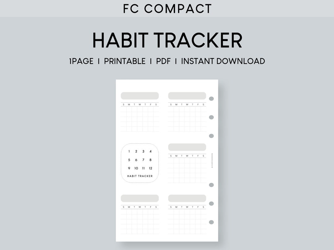 Habit Tracker Printable FC Compact Inserts Monthly Routine - Etsy