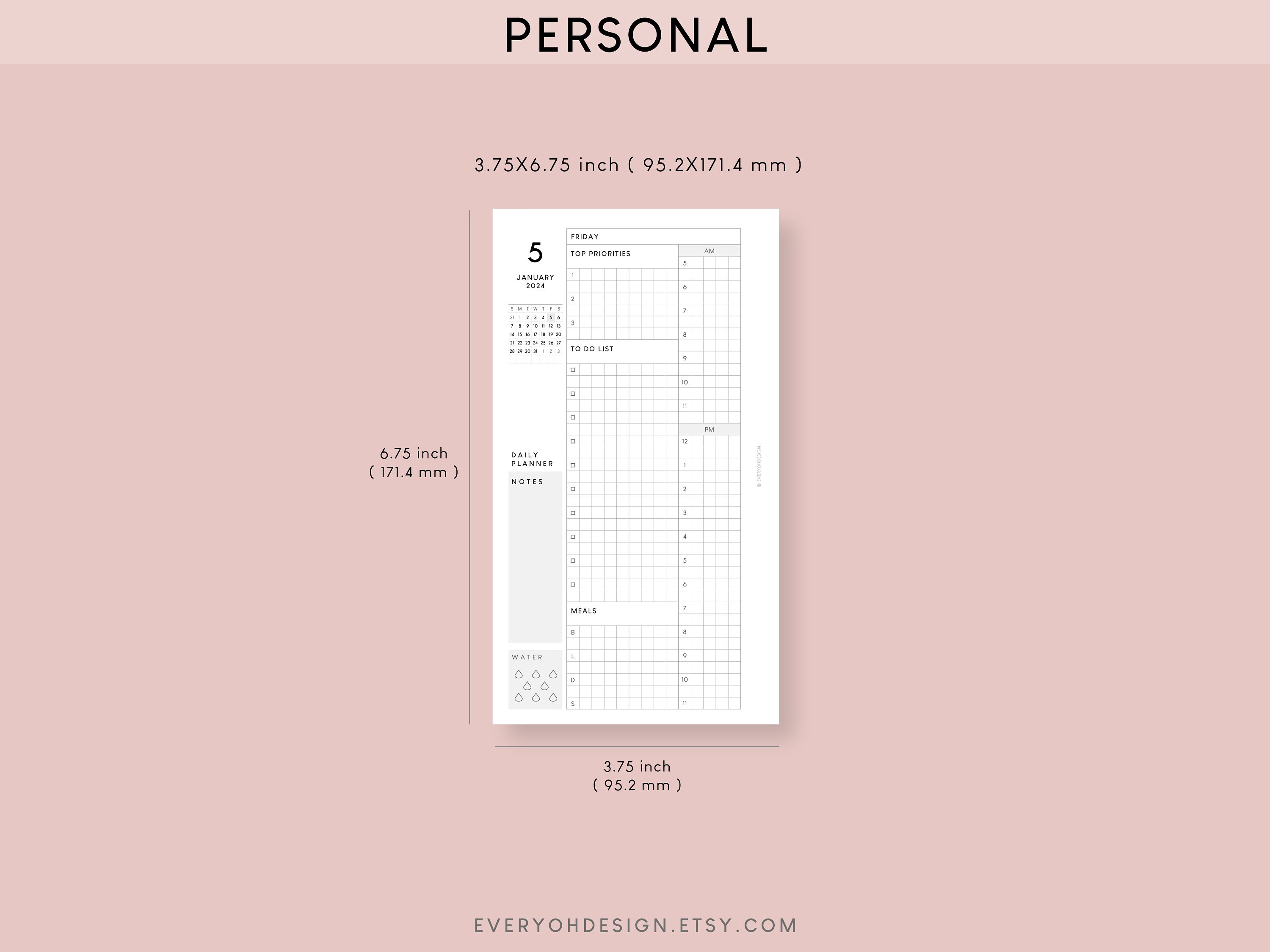 2024 Daily Planner With Calendar Personal Printable Template Dated ...