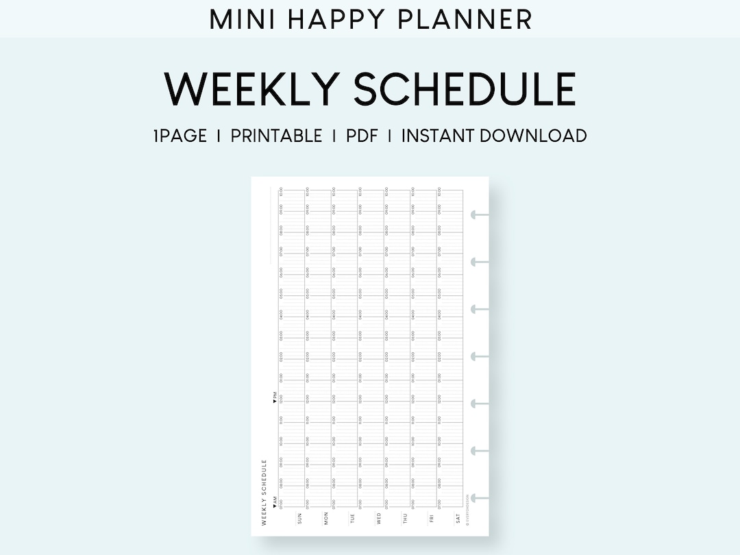 Weekly Schedule Mini HP Printable Insert | 10 Minutes Blocking ...