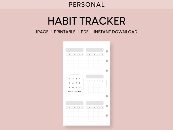 Habit Tracker Printable Personal Inserts Blank Calendar Type - Etsy