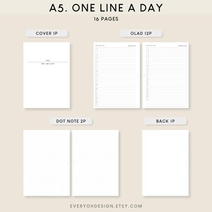 2025 Dated One Line A Day A5 Printable Inserts Gratitude Journal ...
