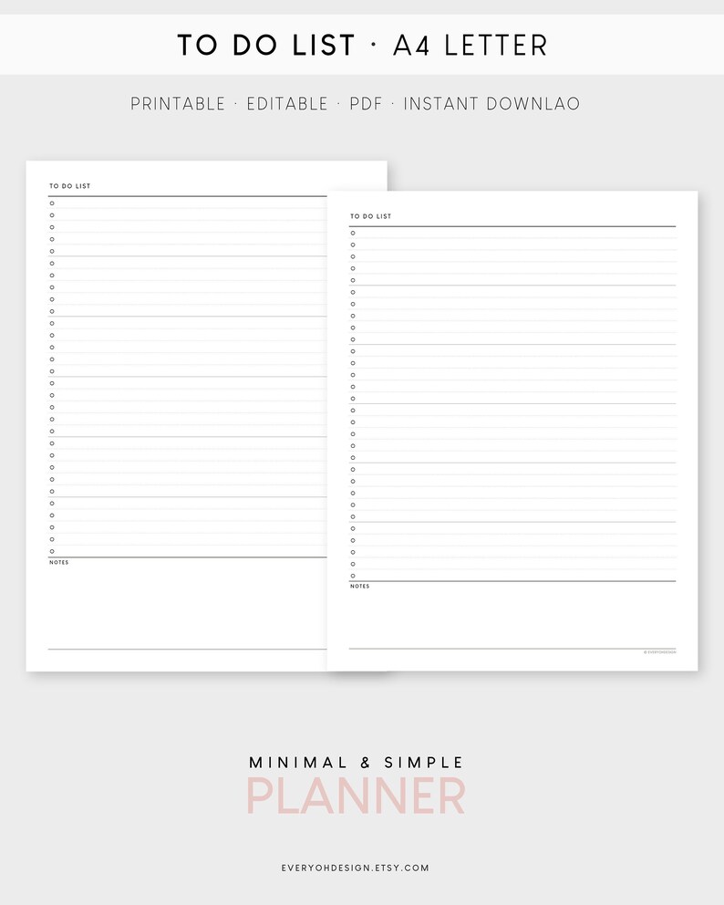 To Do List Printable A4 Letter Editable to Do List Template | Etsy