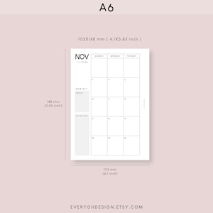 2024 Monthly Calendar A6 Printable Inserts Dated Planner Editable ...