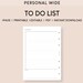 Personal Wide to Do List Insert | Printable Minimalist Task Planner ...