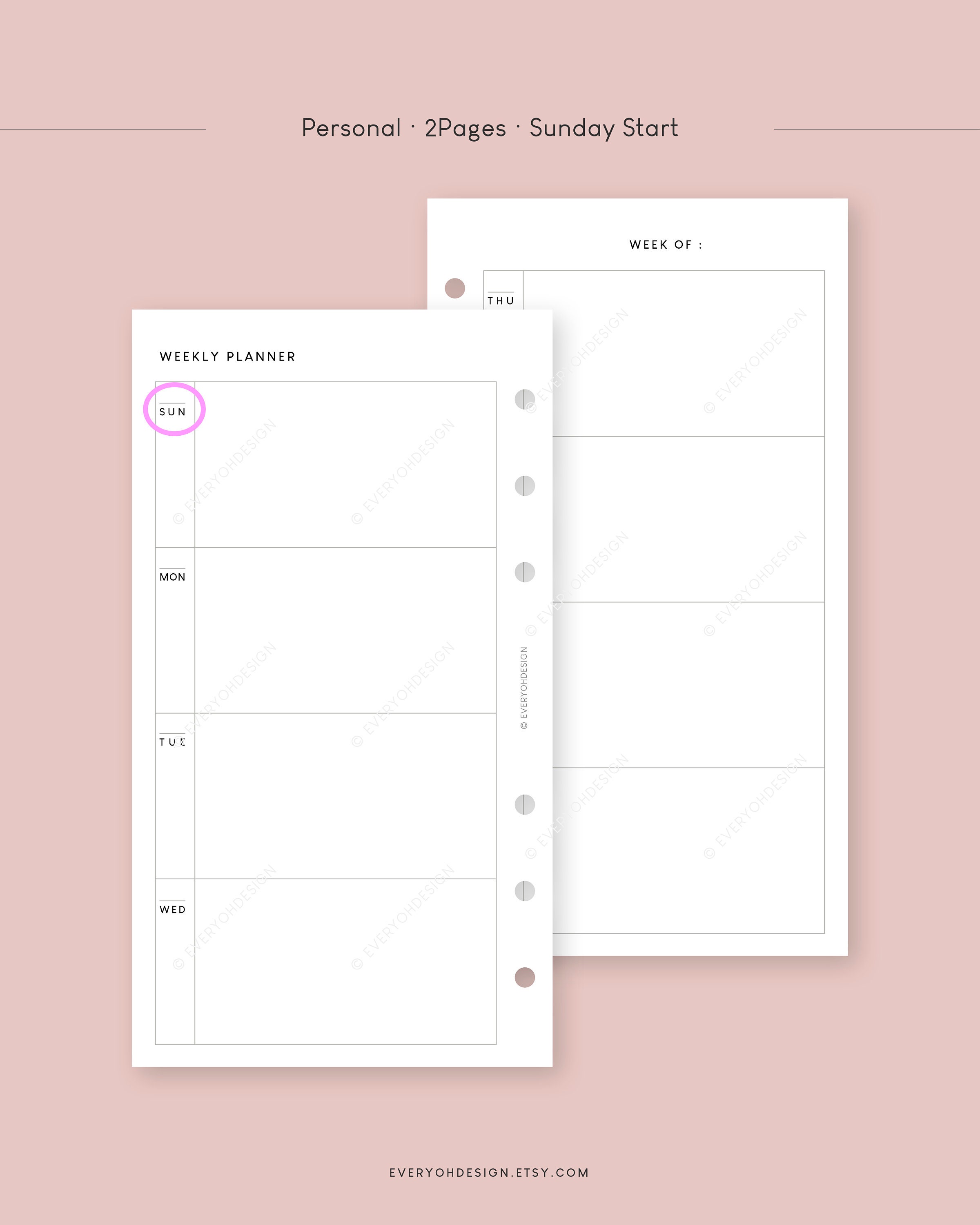 Printable Undated Weekly Planner: Minimalist Personal Template (PDF) - Etsy