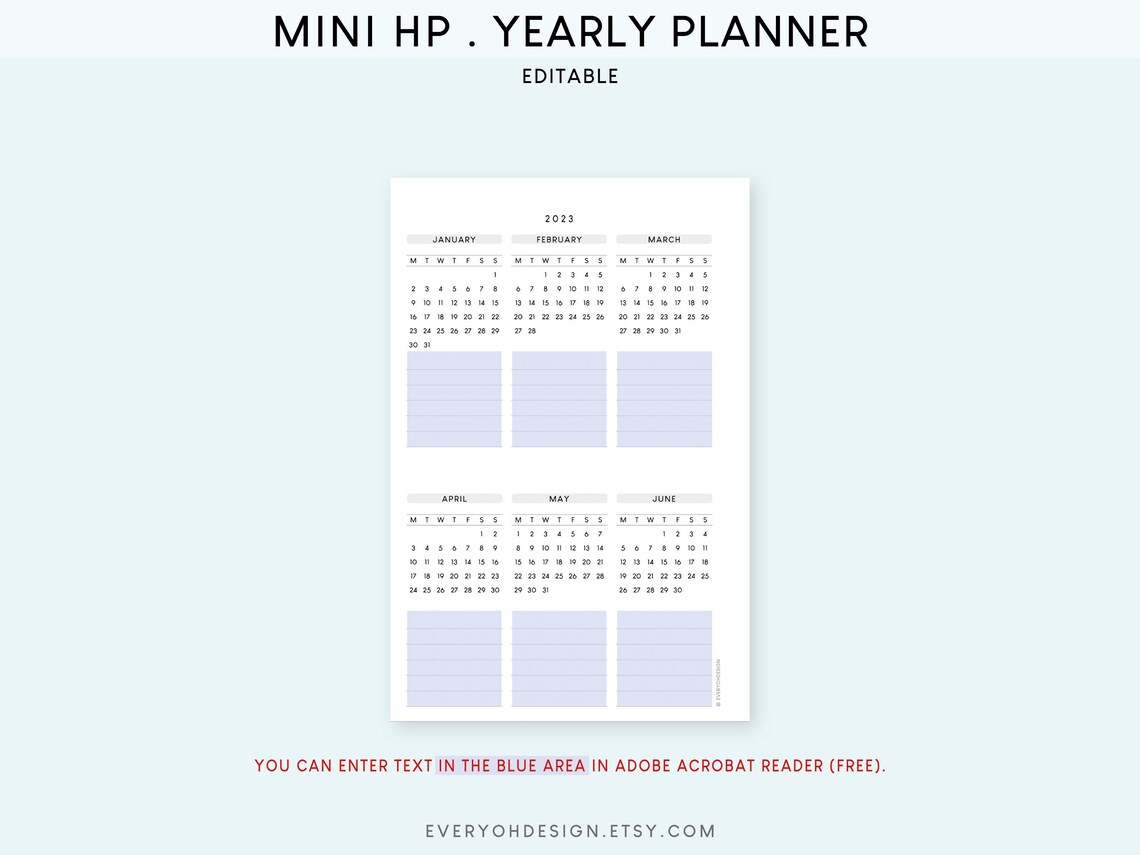 2025 Yearly Planner Mini Happy Planner | Printable Calendar Template ...
