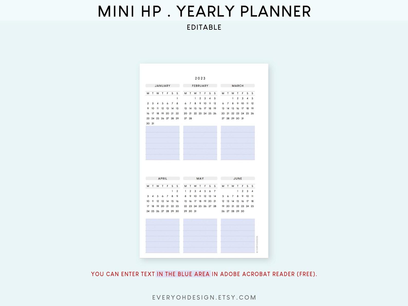 2025 Yearly Planner Mini Happy Planner | Printable Calendar Template ...