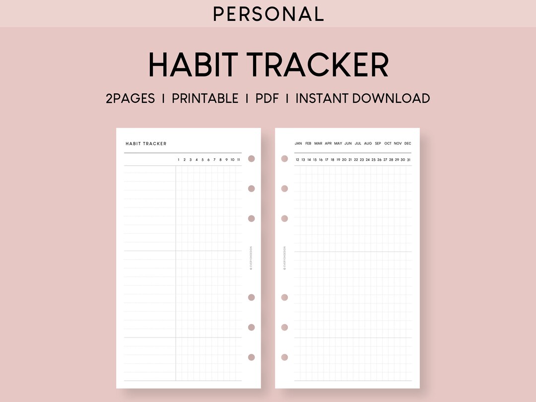 Minimalist Habit Tracker Printable Inserts: Daily Routine Checklist ...