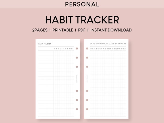 Personal Habit Tracker Printable Inserts Minimalist Daily - Etsy