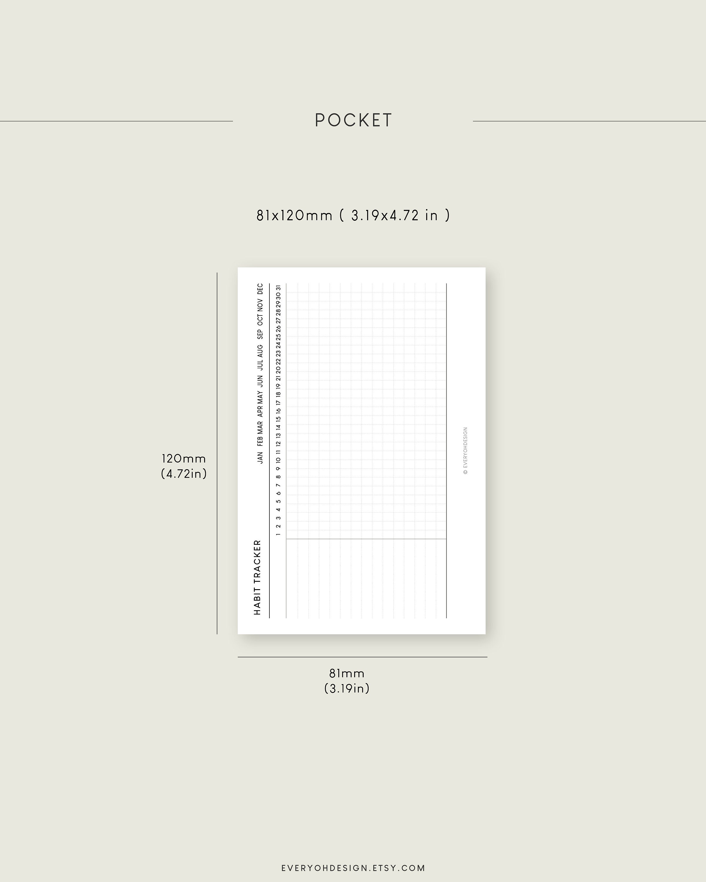 Pocket Monthly Habit Tracker Printable Inserts Minimalist Goal Tracking ...