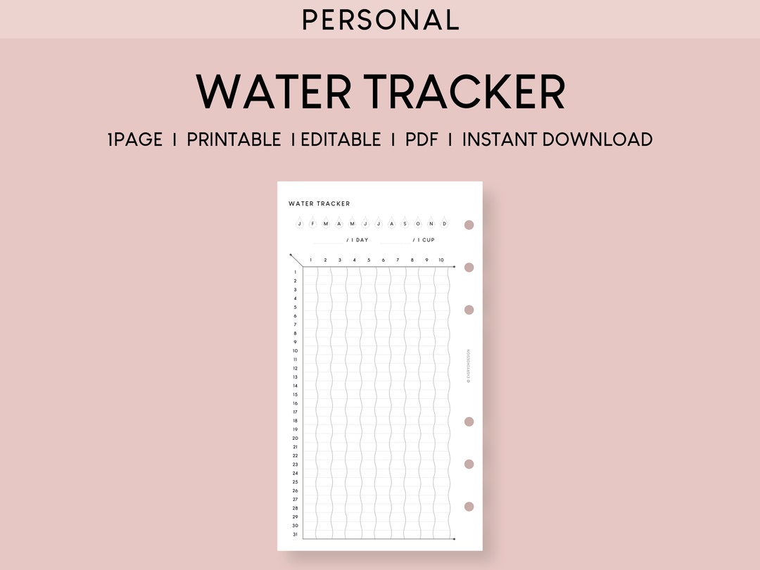 Water Tracker Personal Printable Planner Monthly Habit Tracker 30day ...
