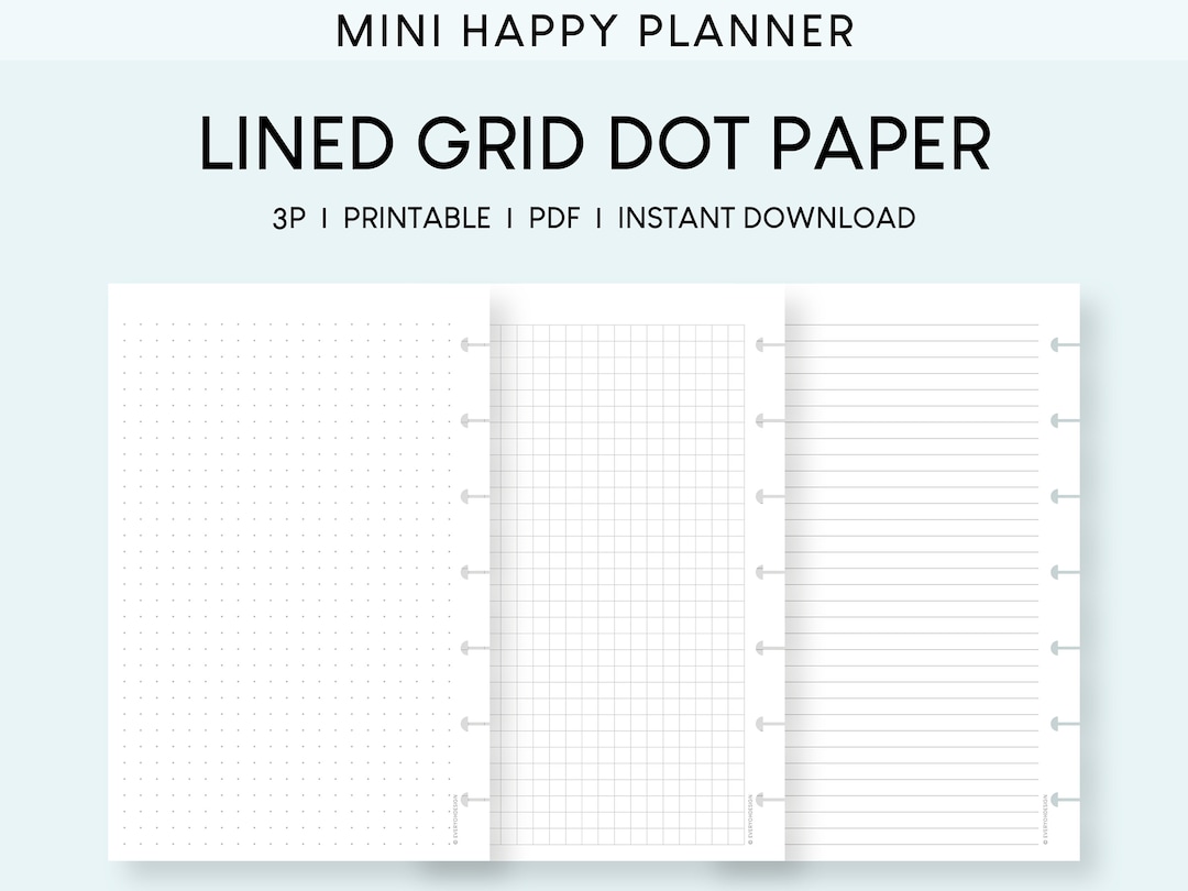 Lined Dot Grid Paper Mini Happy Planner Inserts | Blank Notes for ...
