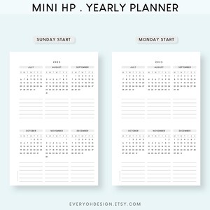 2025 Yearly Planner Mini Happy Planner | Printable Calendar Template ...