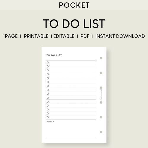 Pocket To-do List Printable Inserts Editable to Do List - Etsy