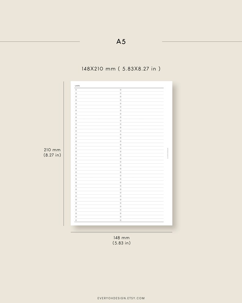 A5 Blank Lists Grid & Lined Printable Inserts 2 Columns - Etsy