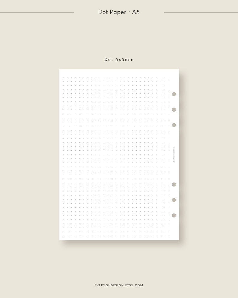 Printable Lined Dot Grid A5 Note Blank Paper Bullet | Etsy