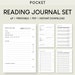 Pocket Reading Journal Bundle Printable Inserts | Book Planner 6types ...