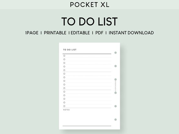 Pocket Plus to Do List Printable Checklist Planner Fillable | Etsy